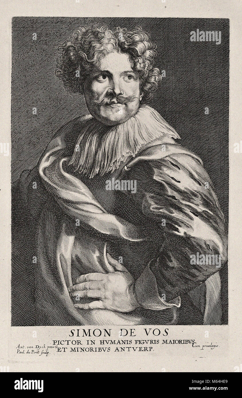 Engraving portrait of Simon de Vos after Anthony van Dyck Stock Photo ...