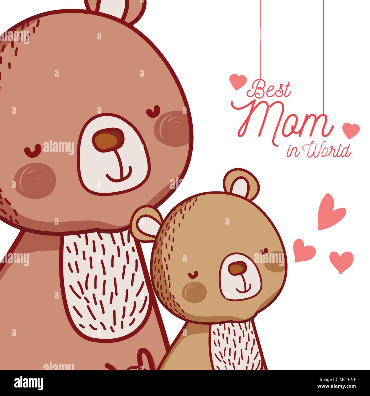 Mothers message card with animals cartoons Stock Vector Image & Art - Alamy