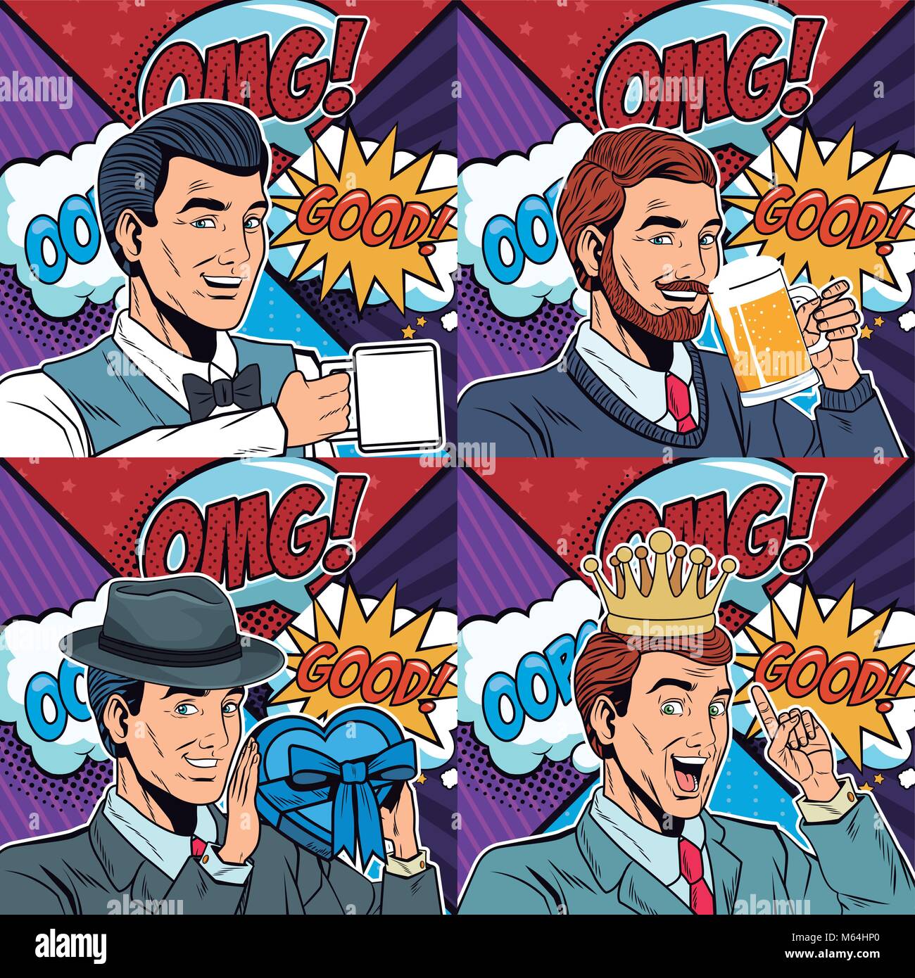 Businessmens pop art cartoons Stock Vector Image & Art - Alamy