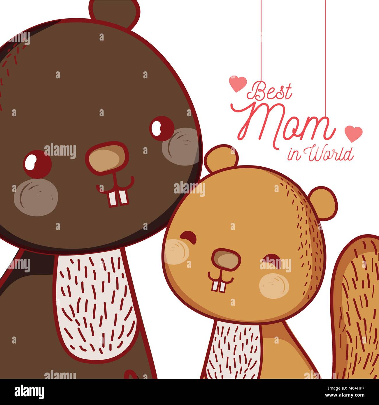 Mothers message card with animals cartoons Stock Vector Image & Art - Alamy