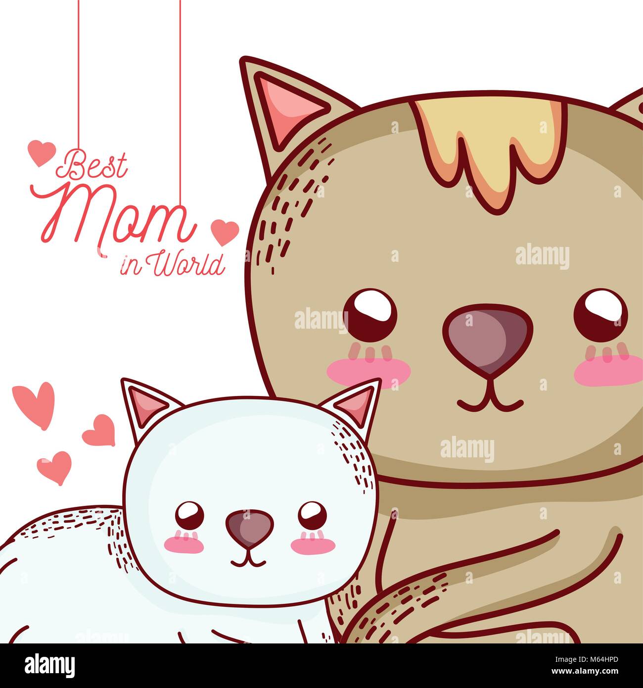 Mothers message card with animals cartoons Stock Vector Image & Art - Alamy