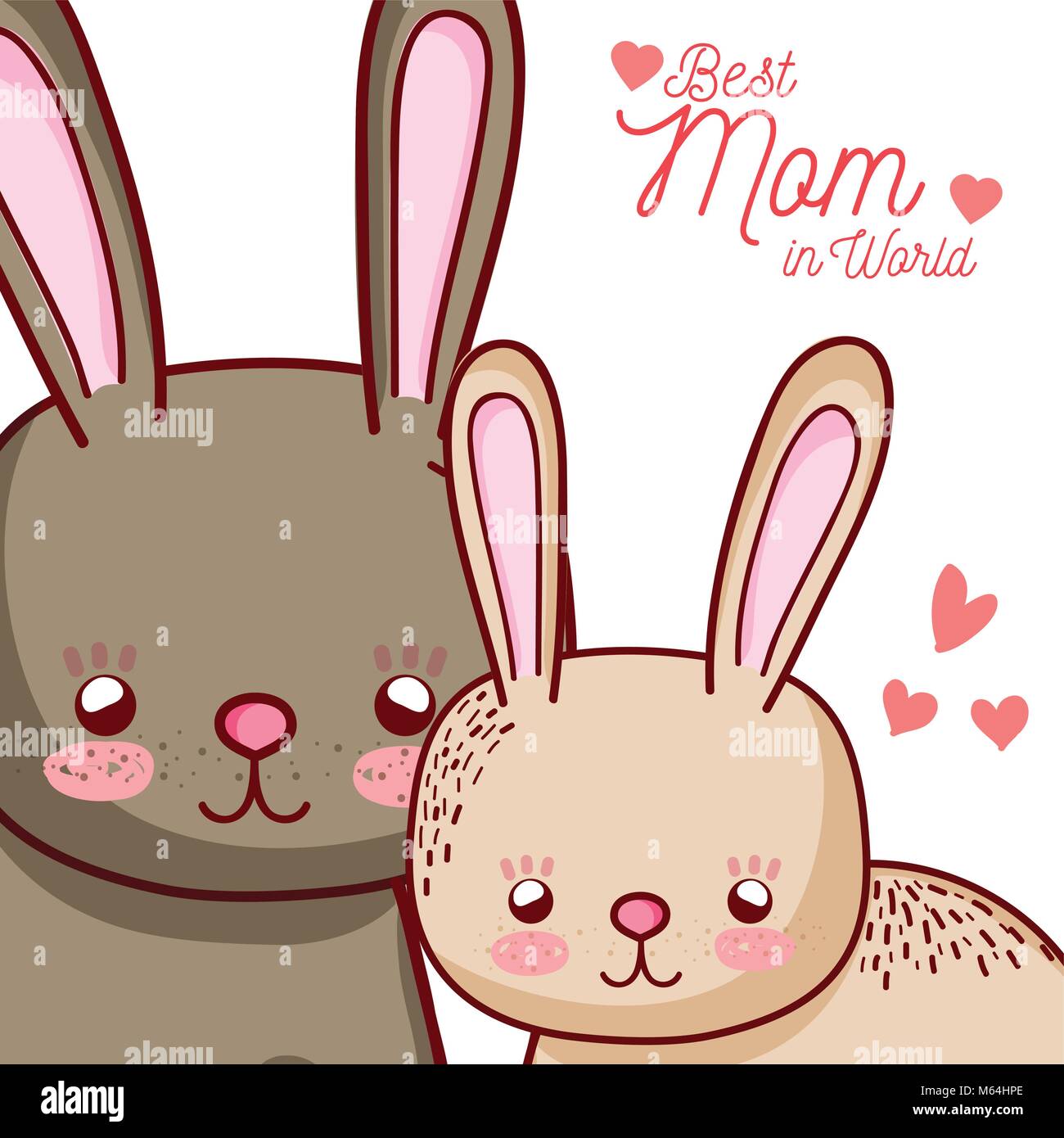 Mothers message card with animals cartoons Stock Vector Image & Art - Alamy