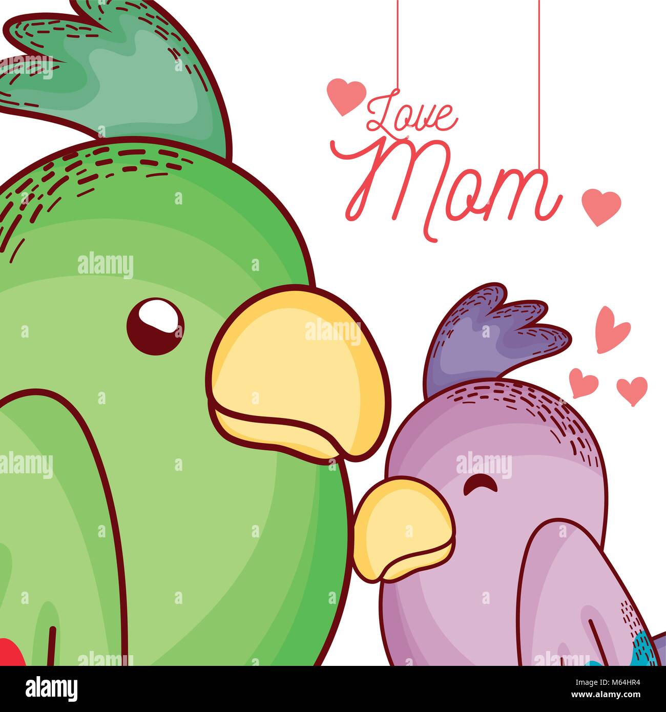 Mothers message card with animals cartoons Stock Vector Image & Art - Alamy