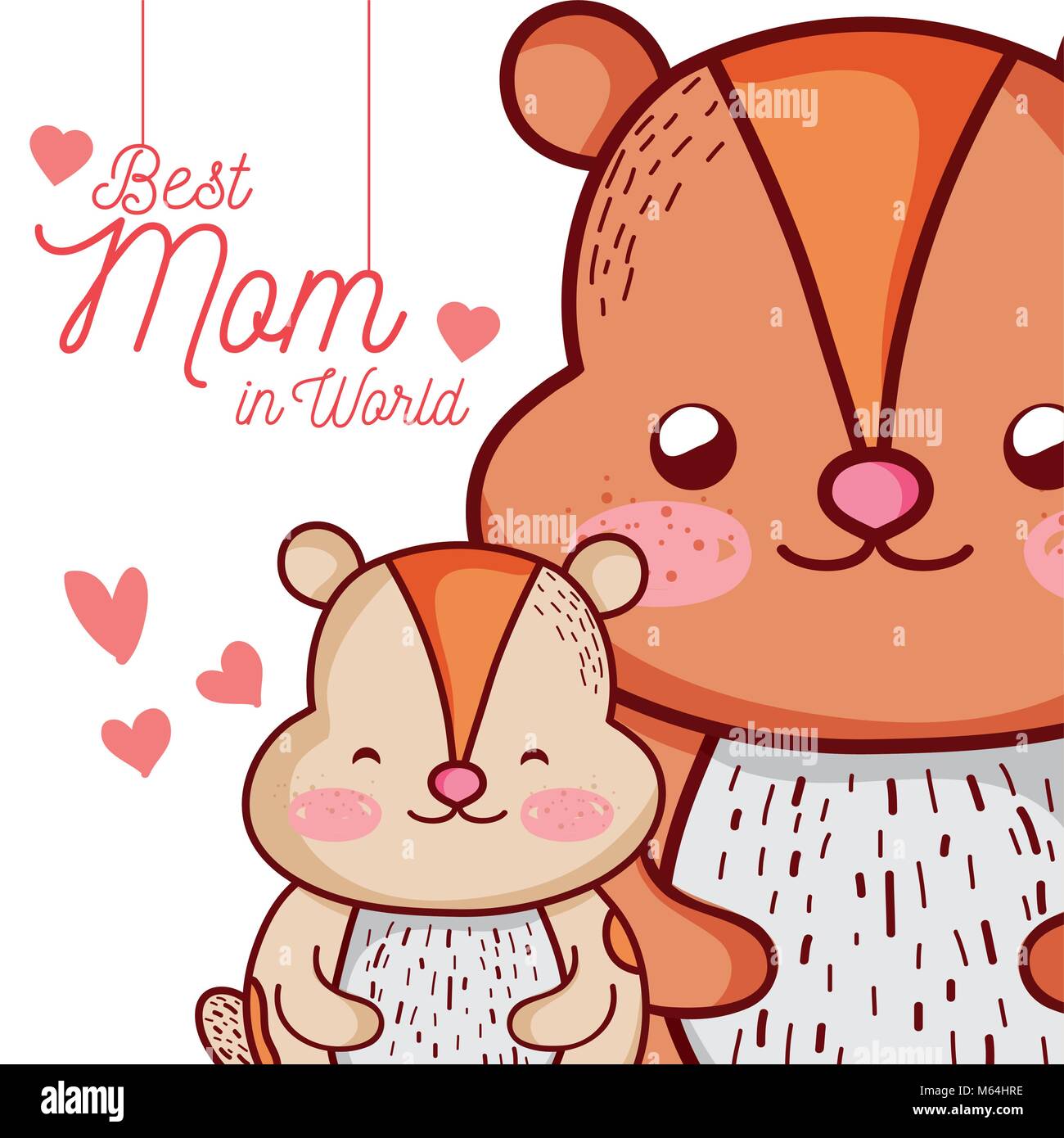 Mothers message card with animals cartoons Stock Vector Image & Art - Alamy