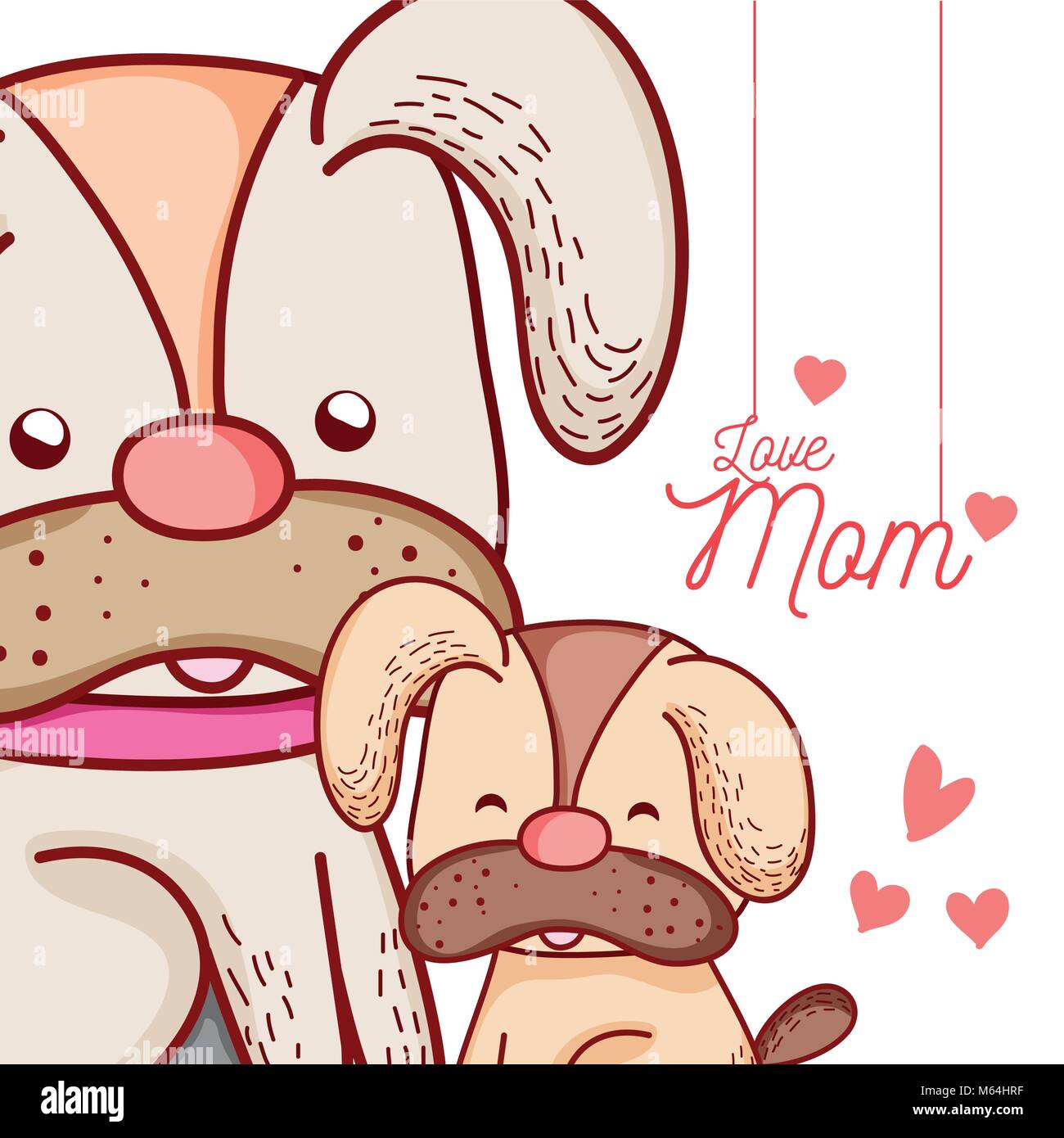 Mothers message card with animals cartoons Stock Vector Image & Art - Alamy