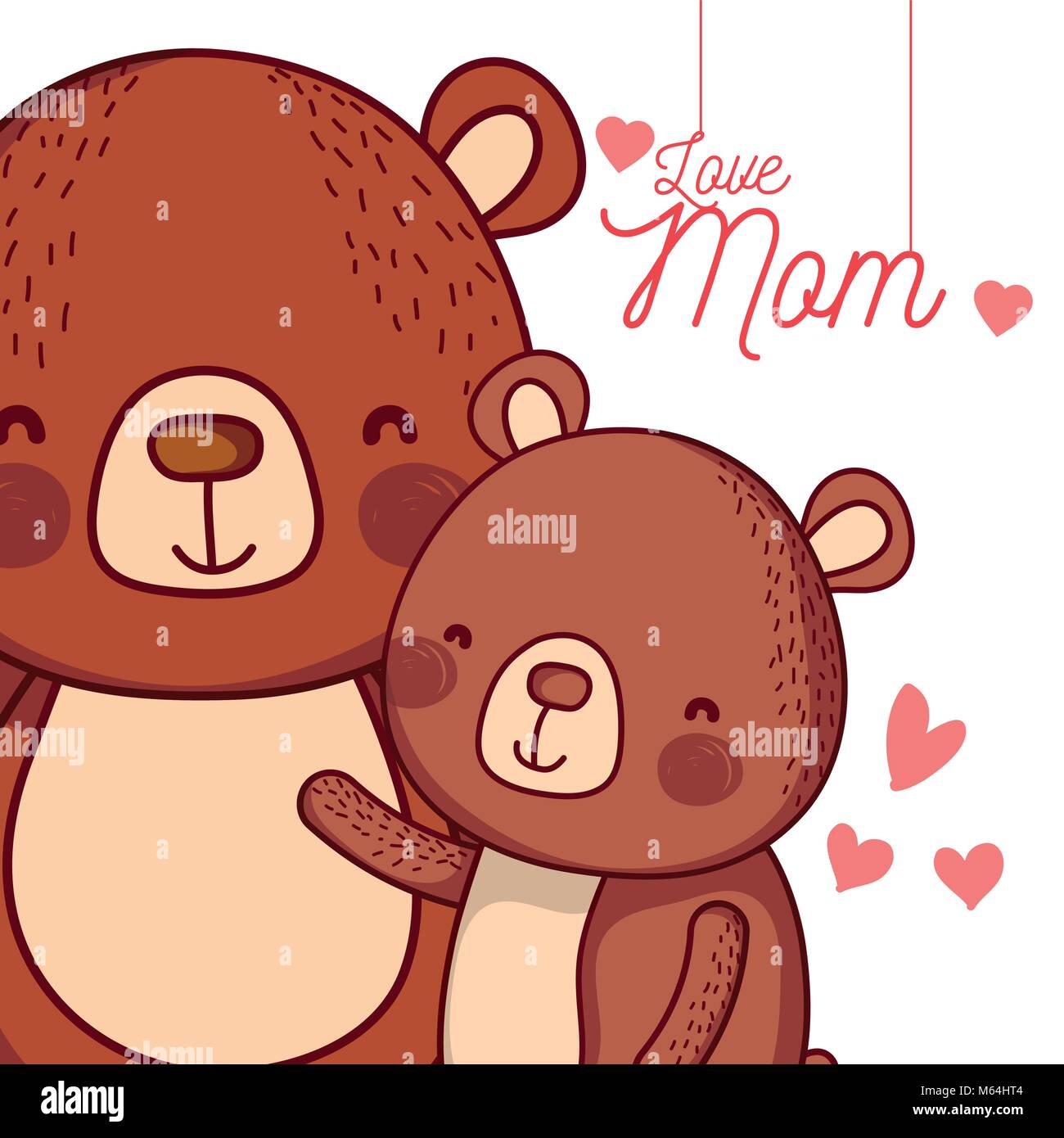 Mothers message card with animals cartoons Stock Vector Image & Art - Alamy