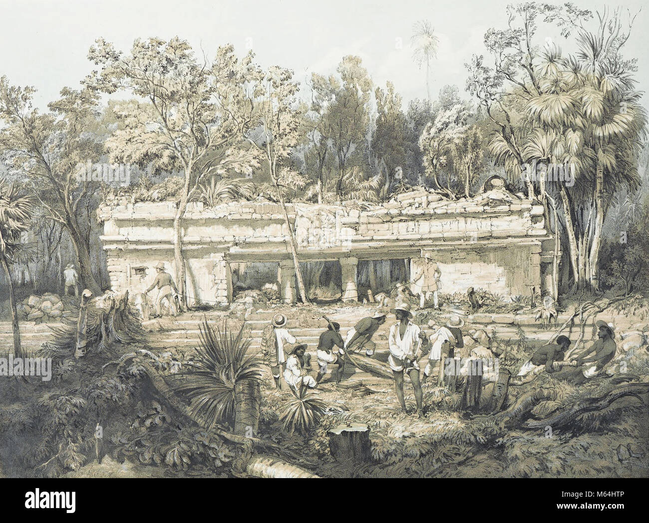 temple at Tuloom - British color engraving 19th century Stock Photo - Alamy