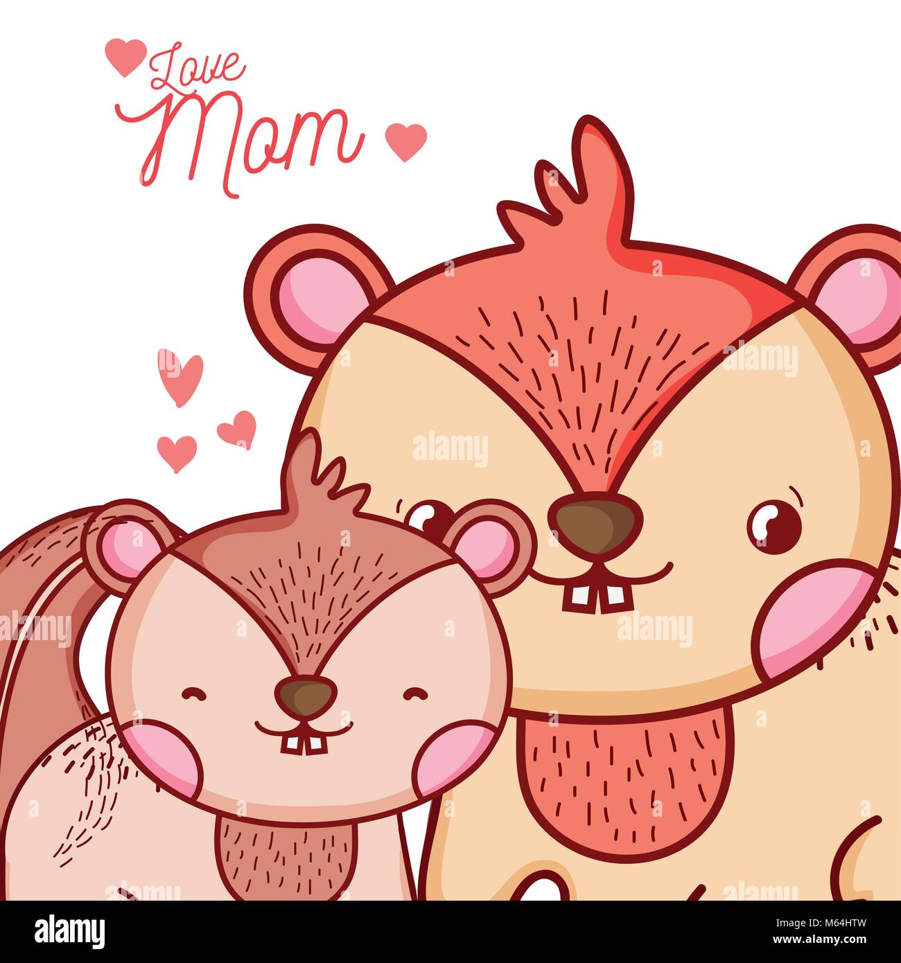 Mothers message card with animals cartoons Stock Vector Image & Art - Alamy