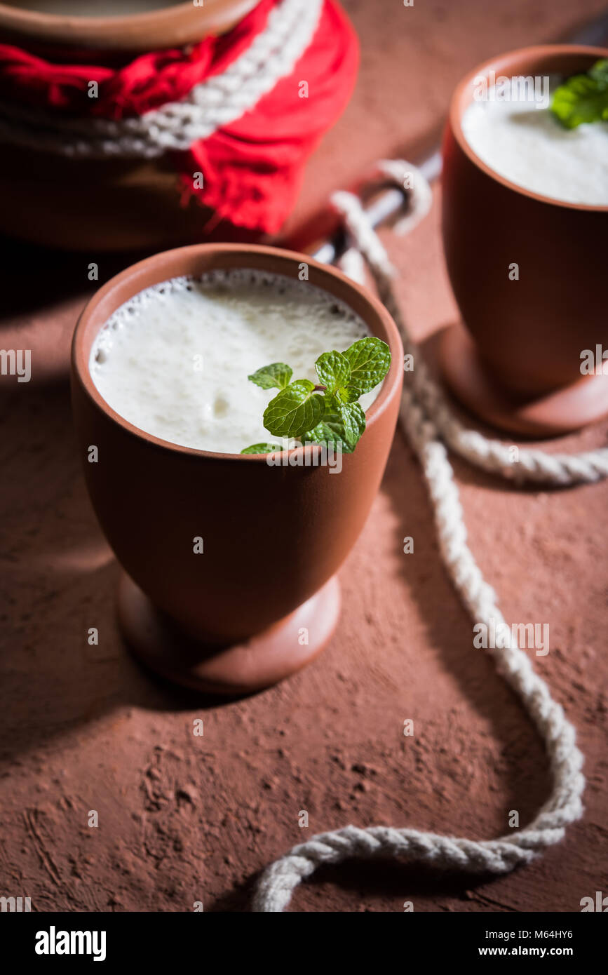 Lassie or lassi in terracotta glass - Lassi is an Authentic Indian cold ...