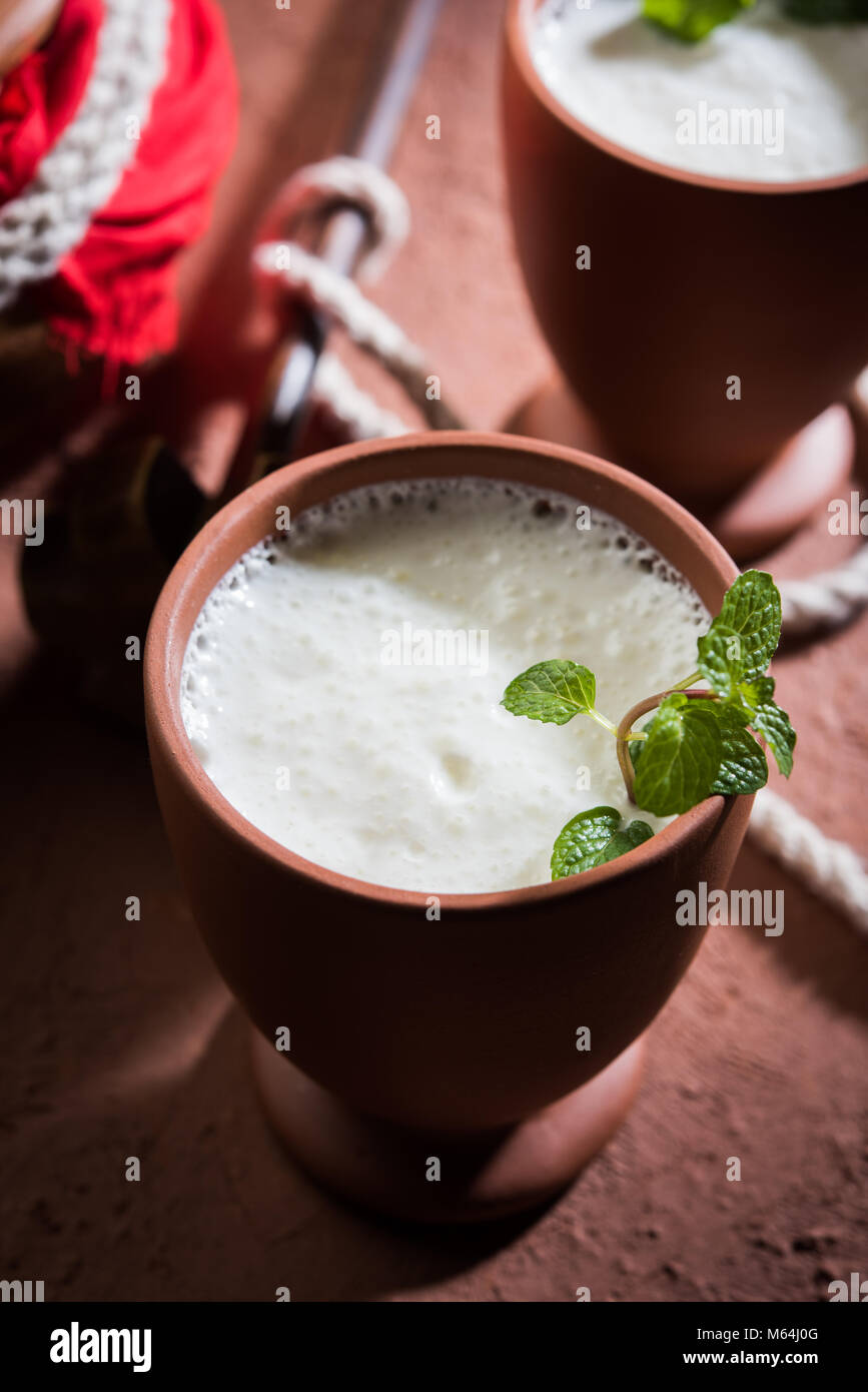 Lassie or lassi in terracotta glass - Lassi is an Authentic Indian cold ...