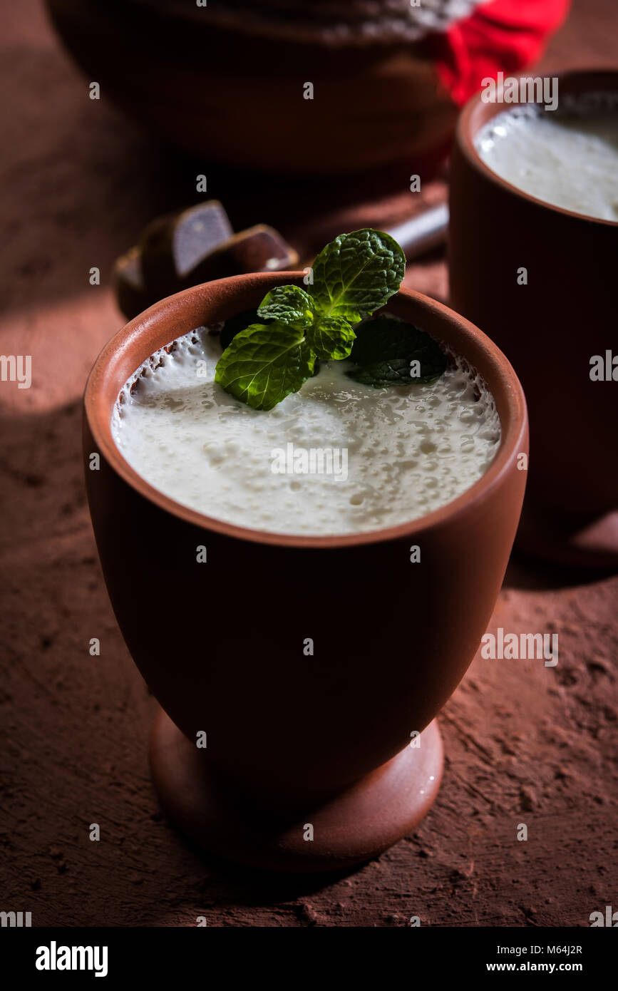 Lassie or lassi in terracotta glass - Lassi is an Authentic Indian cold ...
