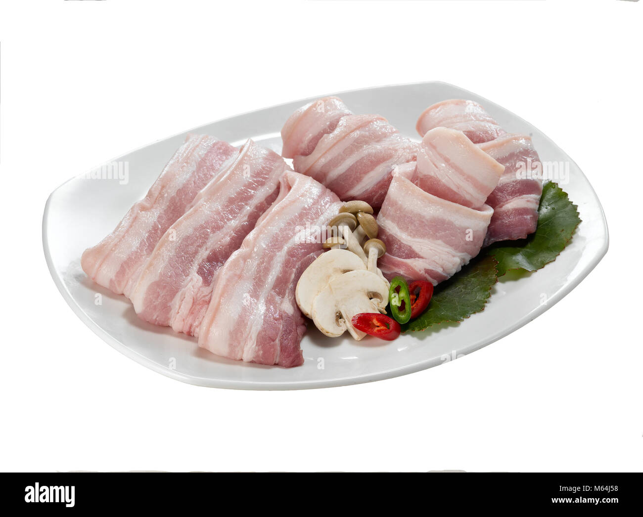 Bacon isolated on white background Stock Photo - Alamy