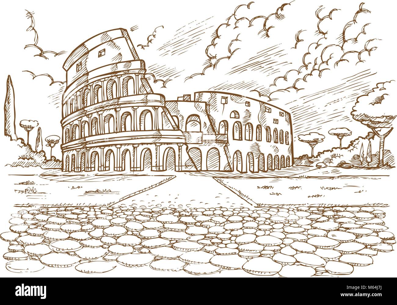 colosseum hand draw on white background Stock Vector Image & Art - Alamy