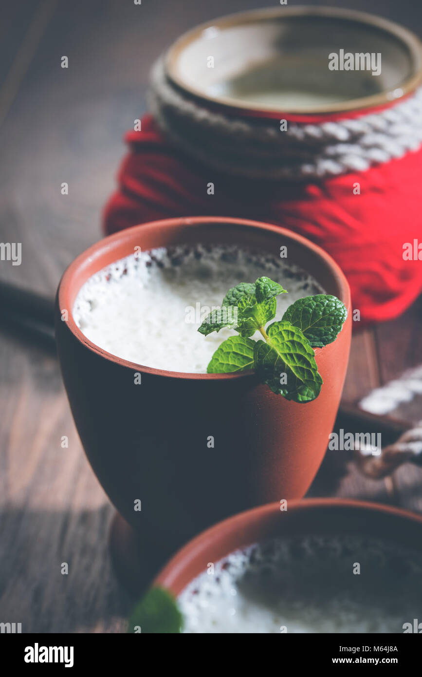 Lassie or lassi in terracotta glass - Lassi is an Authentic Indian cold ...