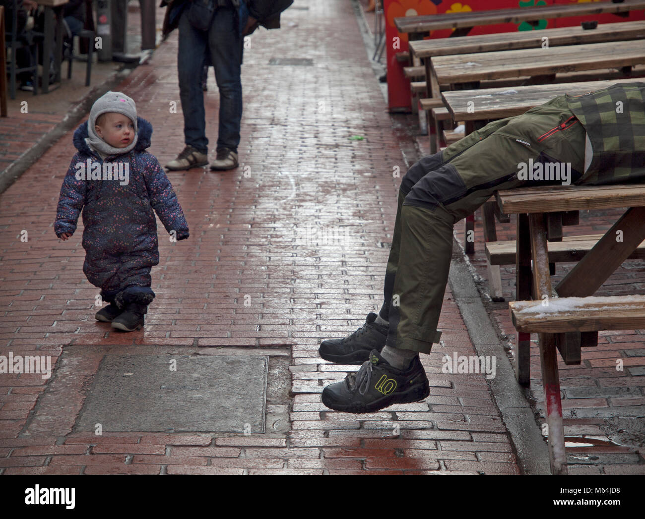 A cold and tiring day in Brighton Stock Photo - Alamy