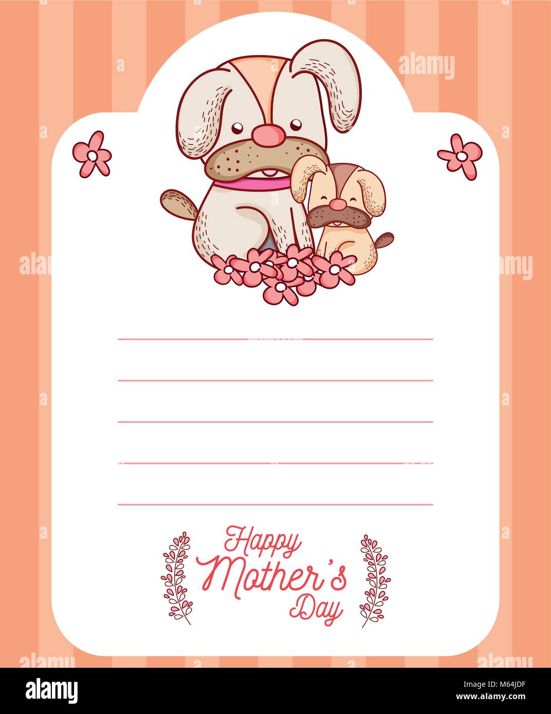 Happy mothers day card with cute animals cartoons Stock Vector Image ...