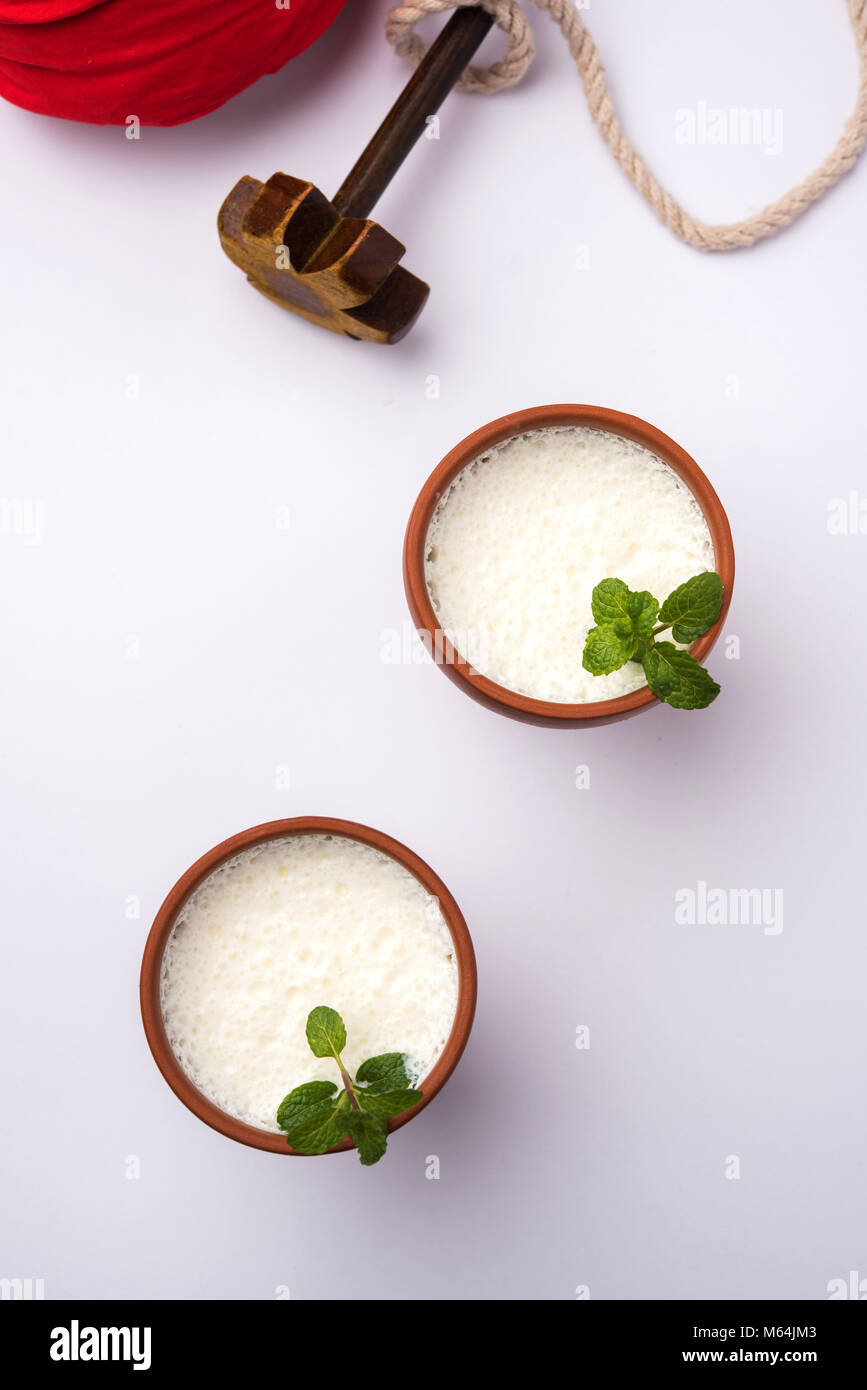 Lassie or lassi in terracotta glass - Lassi is an Authentic Indian cold ...