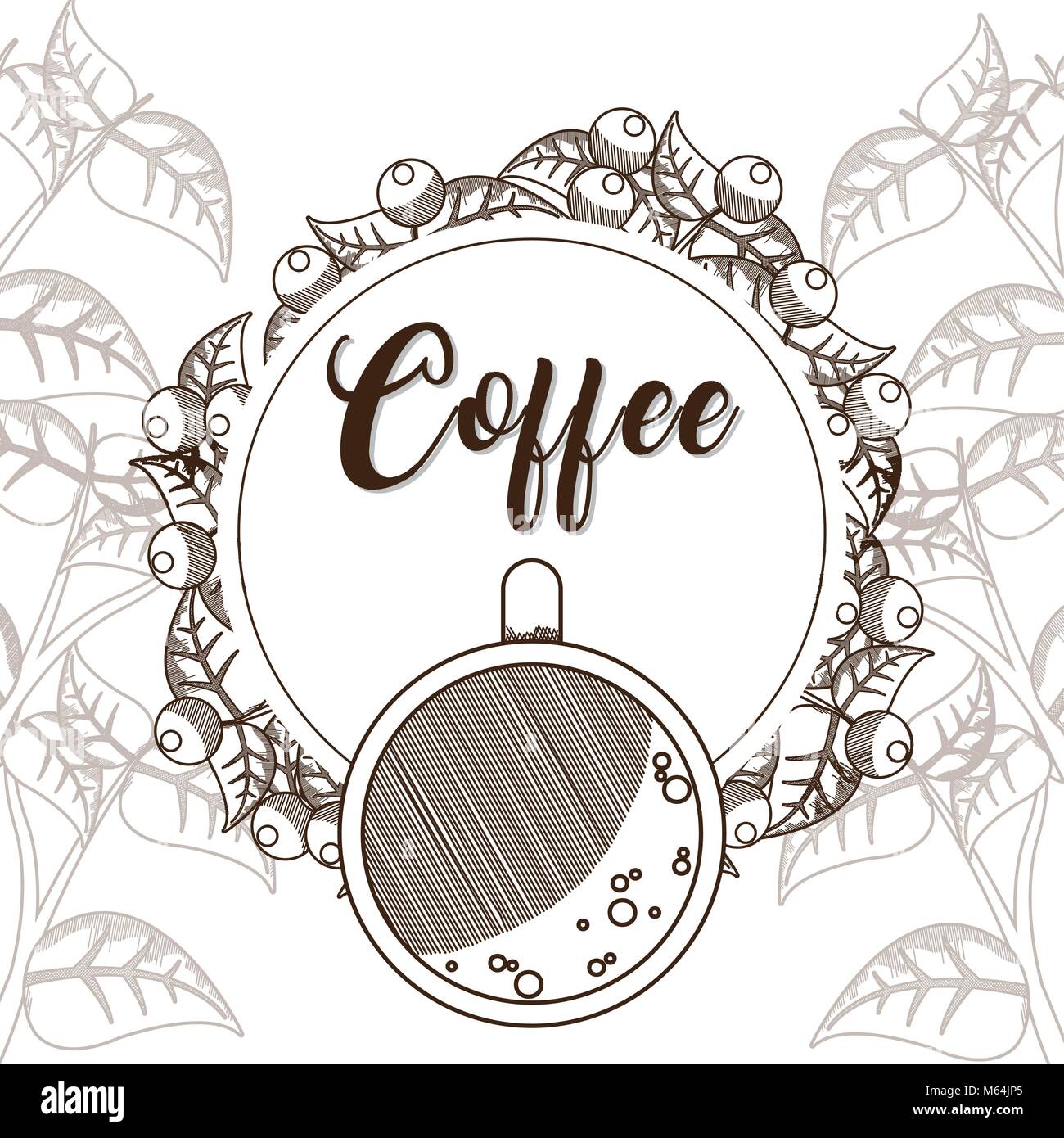 Coffee round frame beans Stock Vector Images - Alamy
