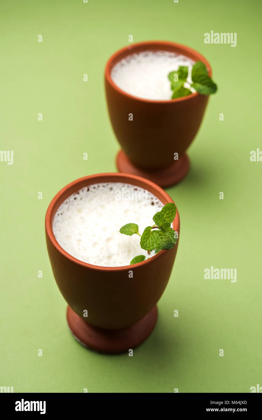 Lassie or lassi in terracotta glass - Lassi is an Authentic Indian cold ...