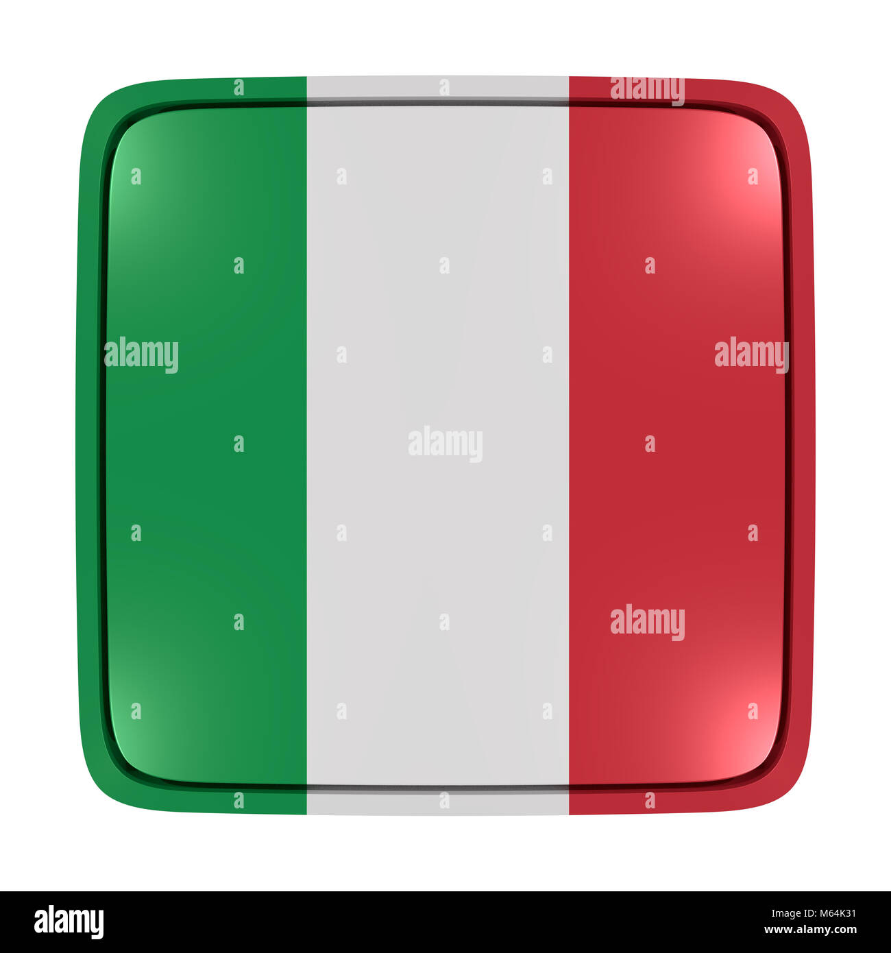 3d rendering of an Italy flag icon. Isolated on white background Stock ...