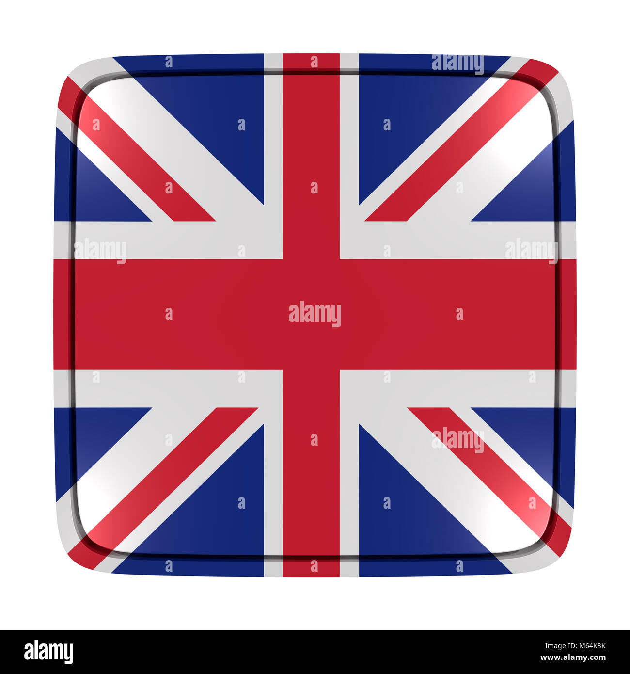 3d rendering of a United Kingdom flag icon. Isolated on white ...