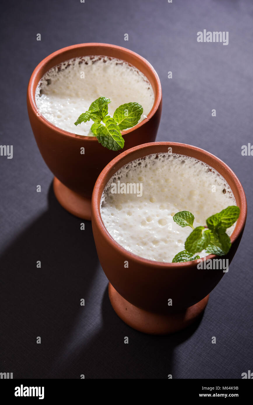 Lassie or lassi in terracotta glass - Lassi is an Authentic Indian cold ...