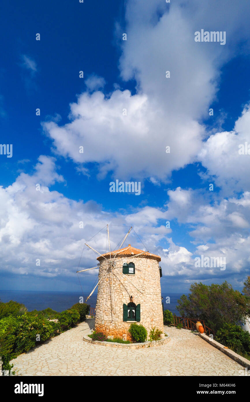 Greek traditional windmill on the island of Zakynthos, at Keri Caves ...