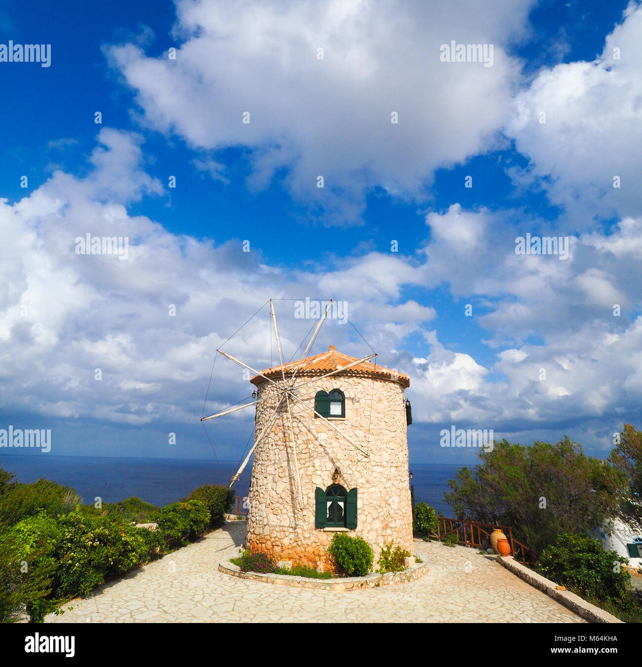 Greek traditional windmill on the island of Zakynthos, at Keri Caves ...