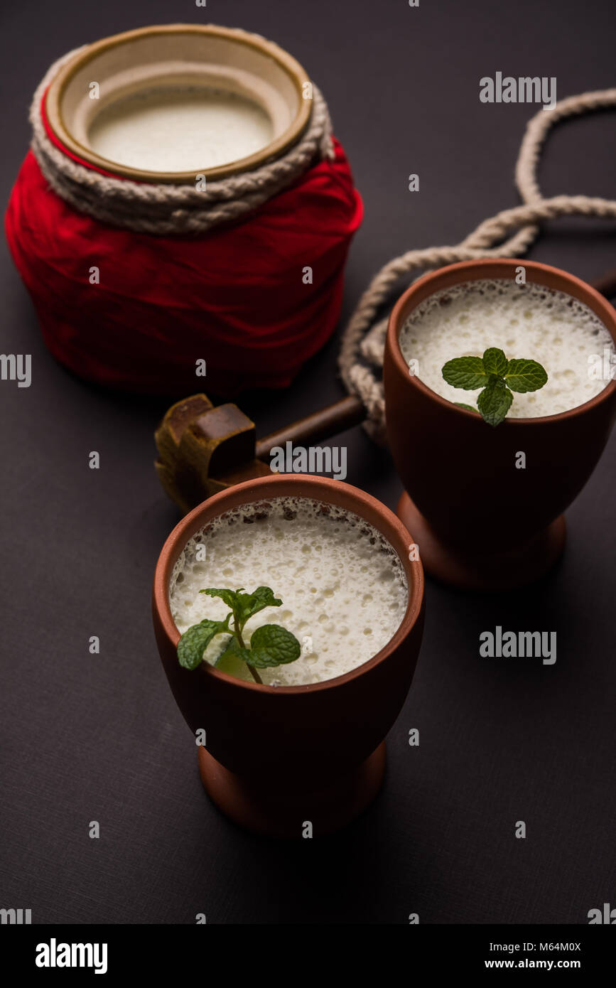 Lassie or lassi in terracotta glass - Lassi is an Authentic Indian cold ...
