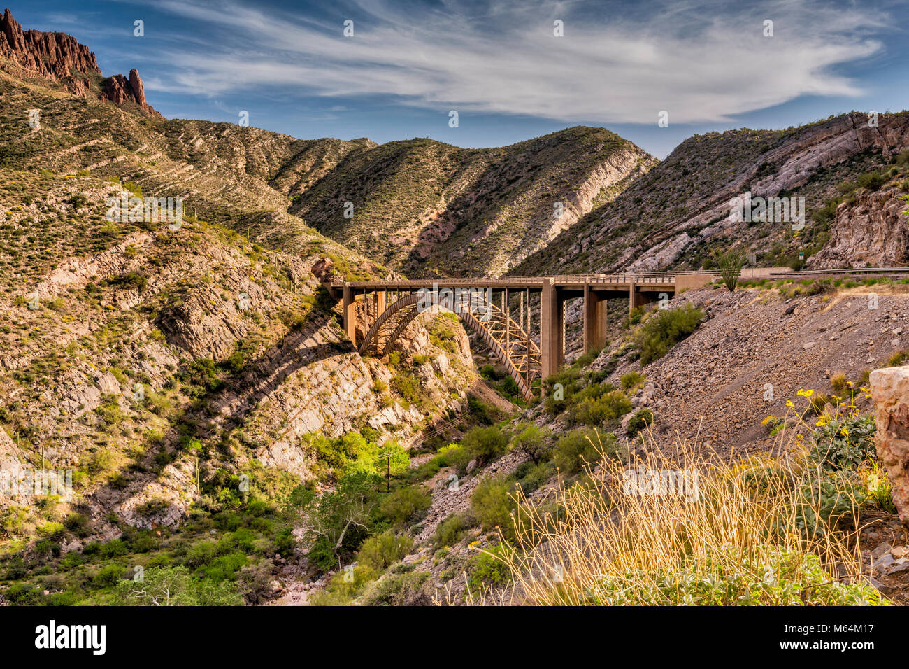Arch bridge on Gila Pinal Scenic Road, Devils Canyon in Superstition ...