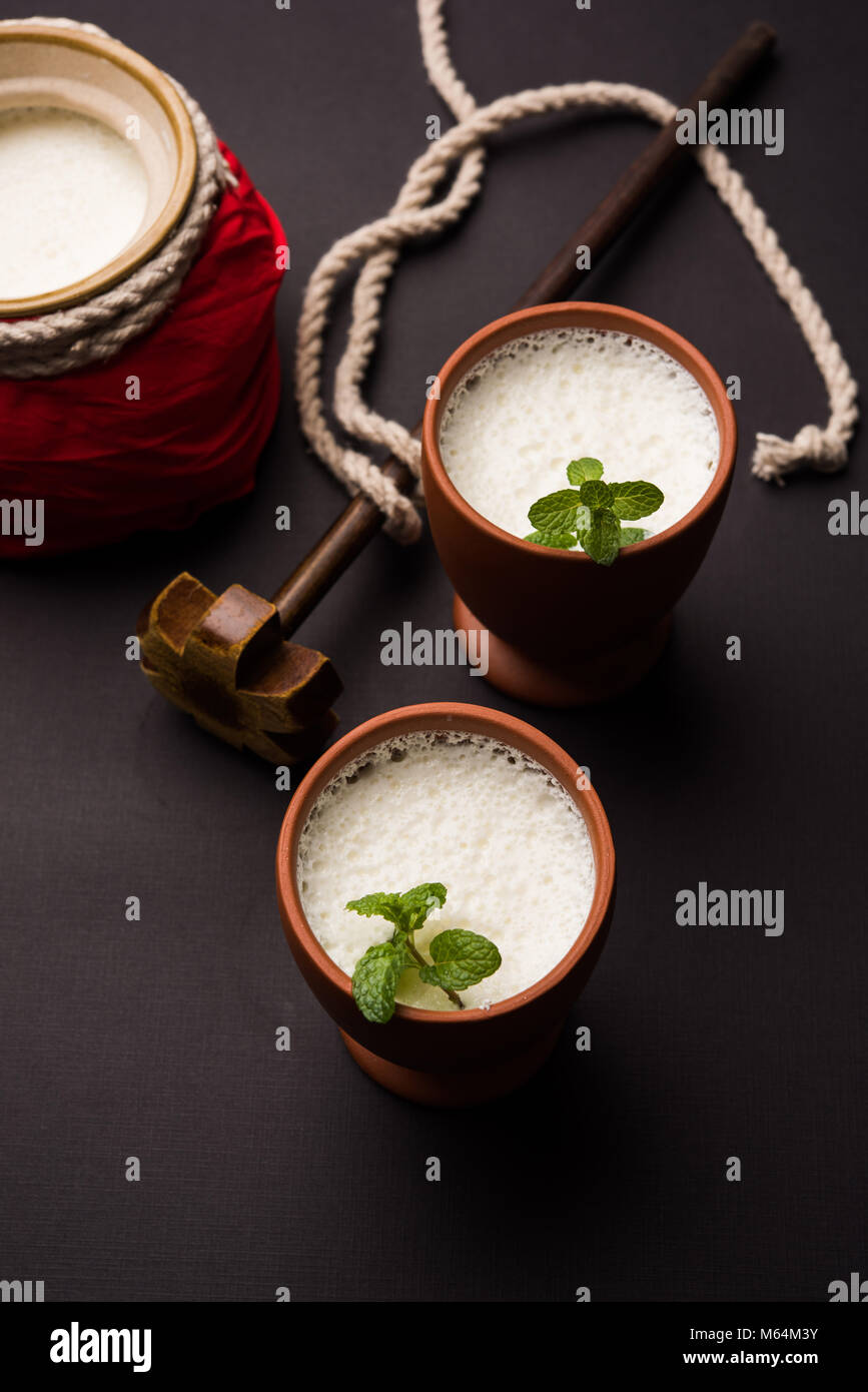 Lassie or lassi in terracotta glass - Lassi is an Authentic Indian cold ...