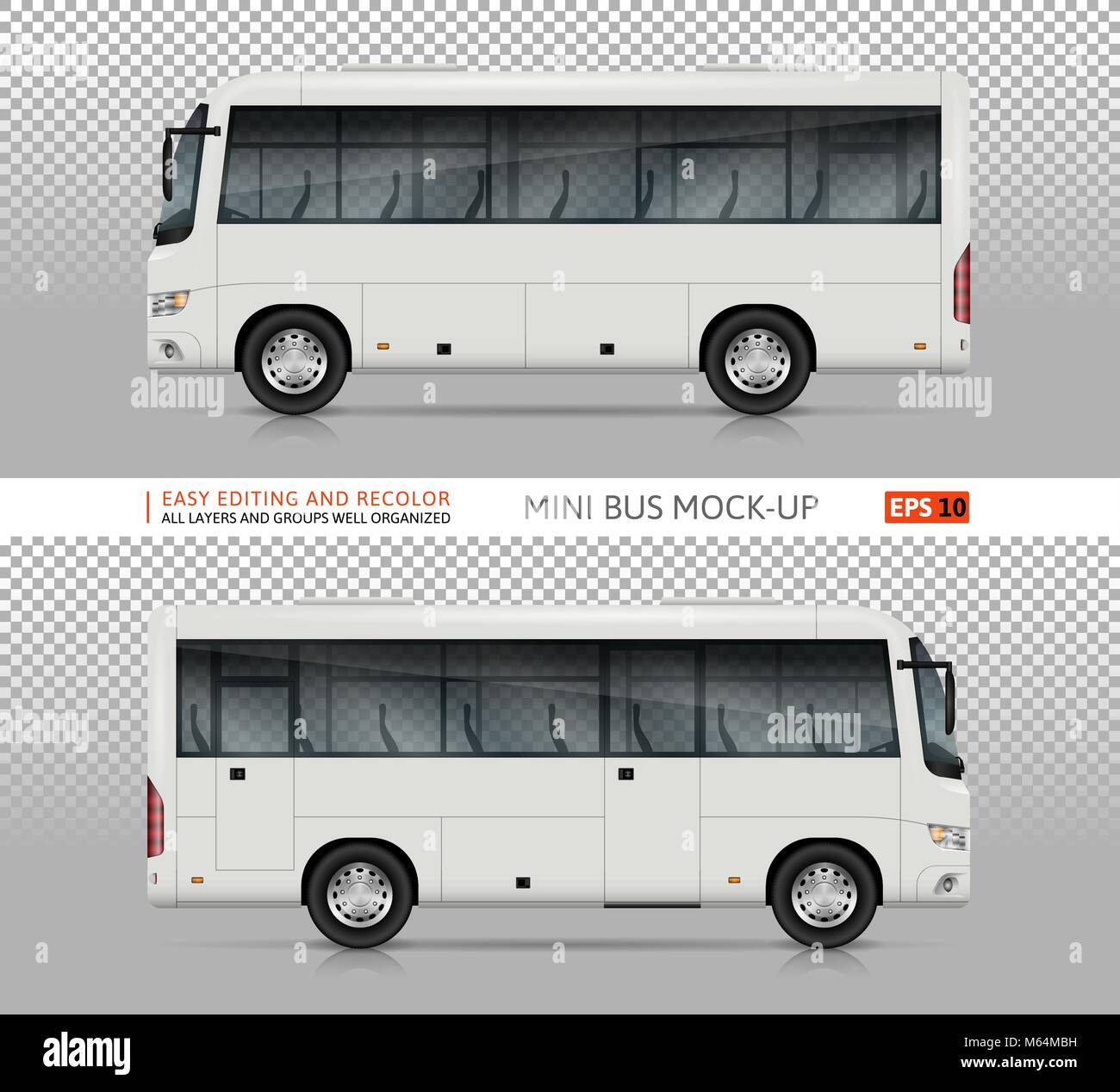 Bus vector mock-up. Isolated template of realistic city transport on ...
