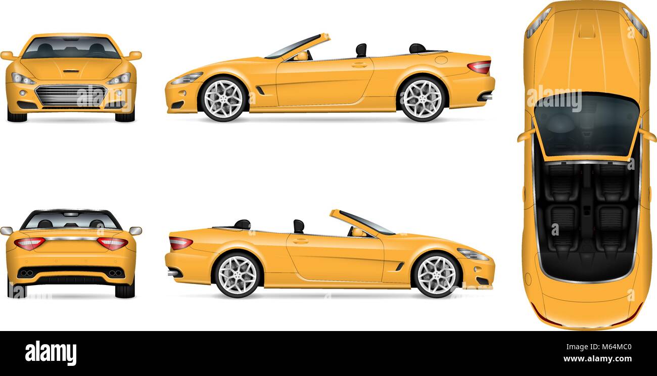 Car vector mock-up. Isolated template of cabriolet car on white ...