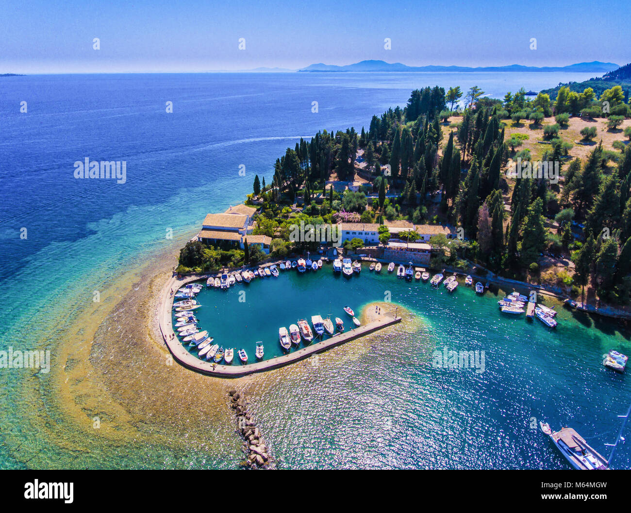 Kouloura old fishing village and beach. Corfu (Kerkyra) Island, Greece ...