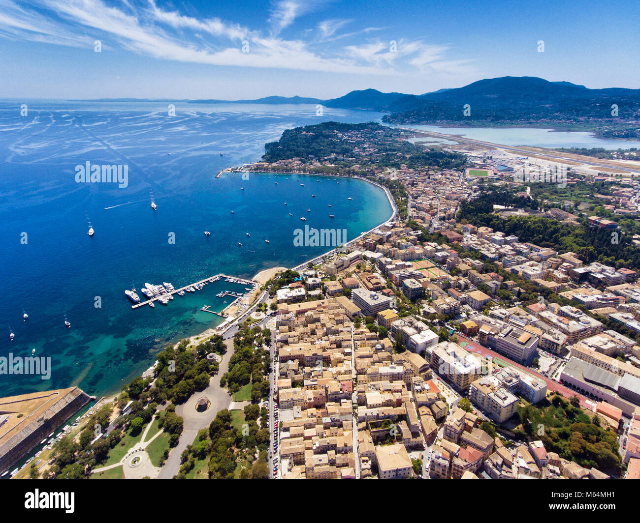 Corfu town from above. Old capital of the island Kerkyra, Greece ...