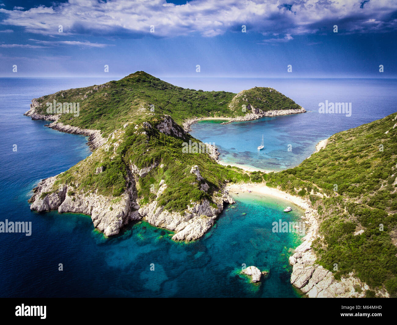 Porto Timoni, on of the hidden beaches of Corfu Island, also known as ...