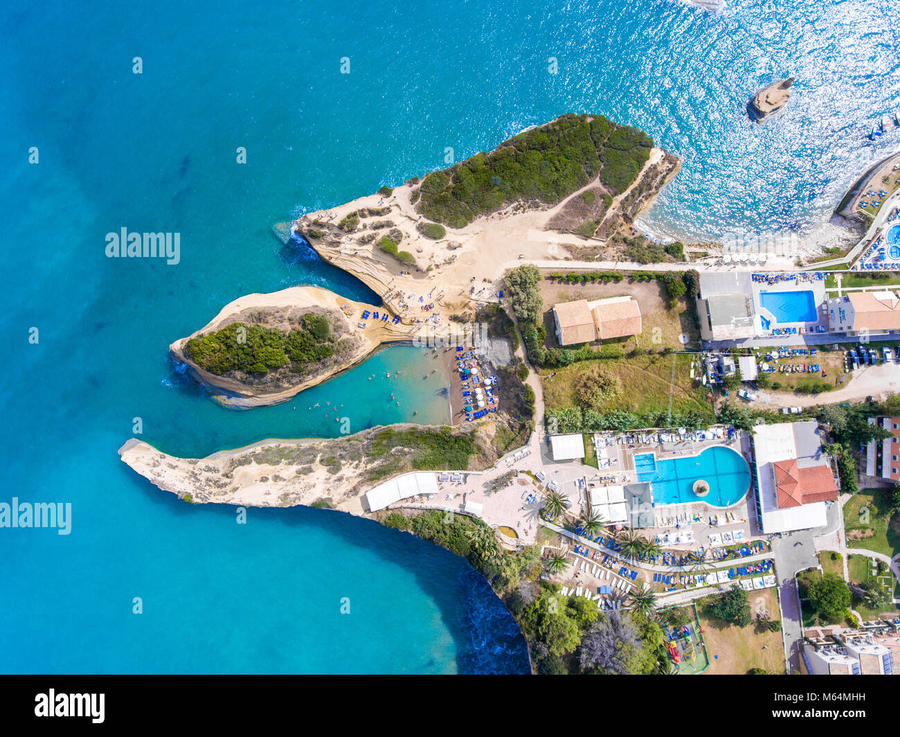 Canal D'Amour beach in Sidari, Corfu island, Greece. People bathing in ...
