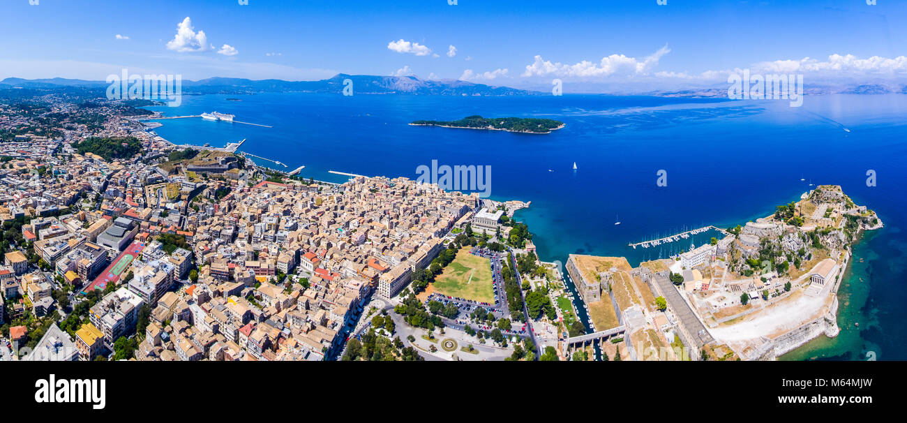 Corfu town from above. Old capital of the island Kerkyra, Greece ...