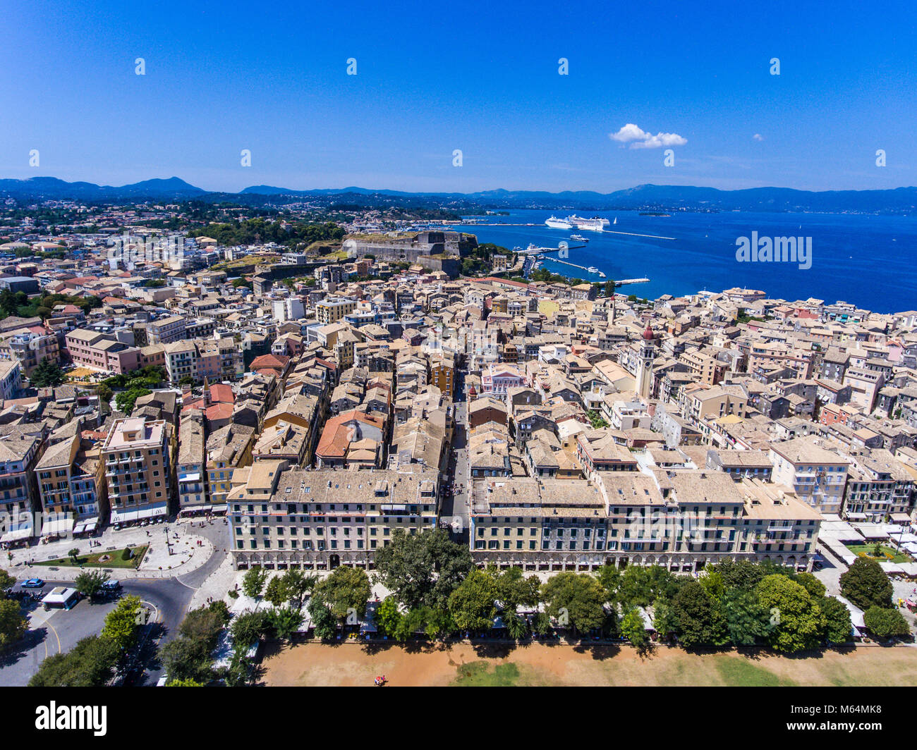 Corfu town from above. Old capital of the island Kerkyra, Greece ...