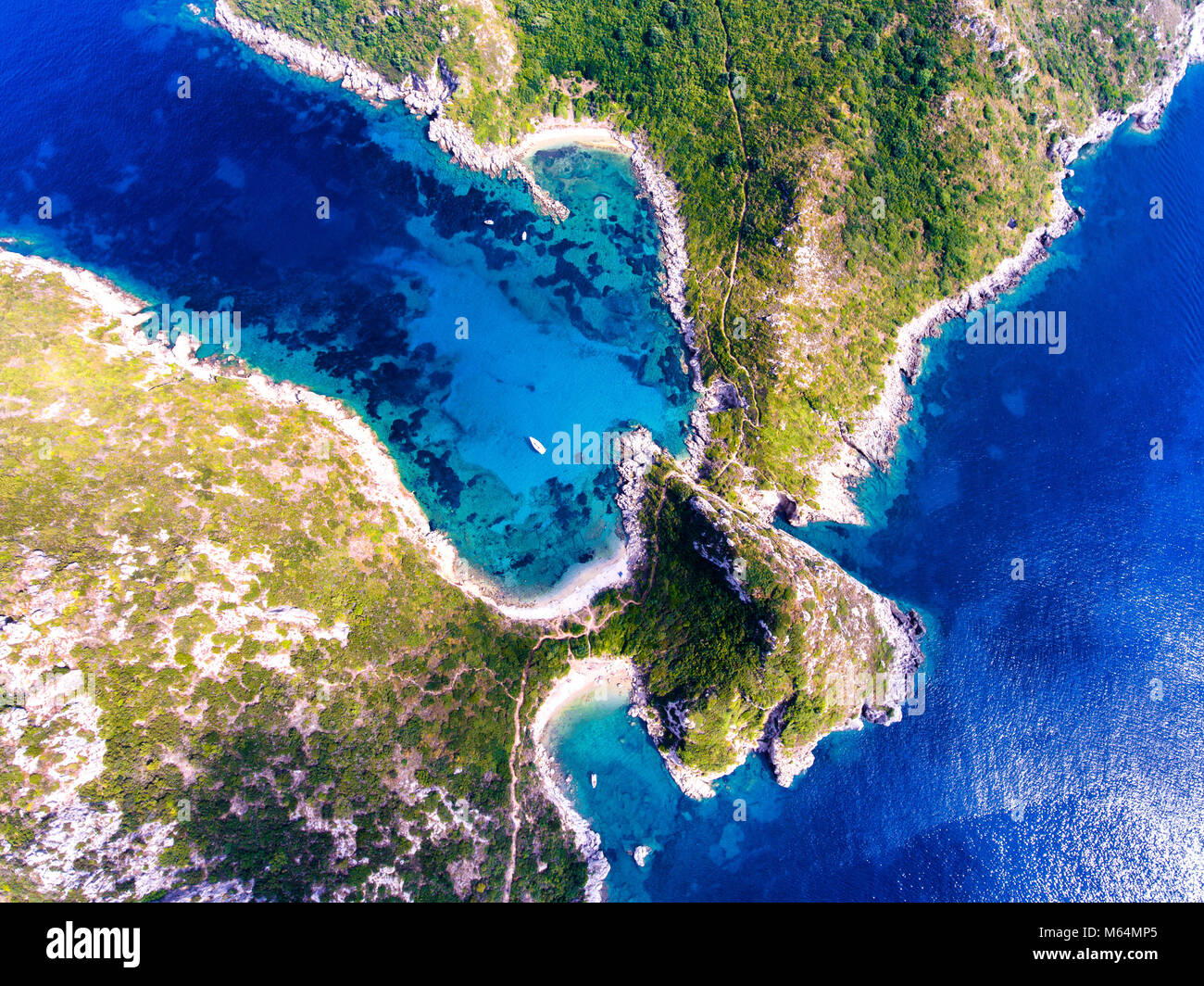 Porto Timoni, on of the hidden beaches of Corfu Island, also known as ...