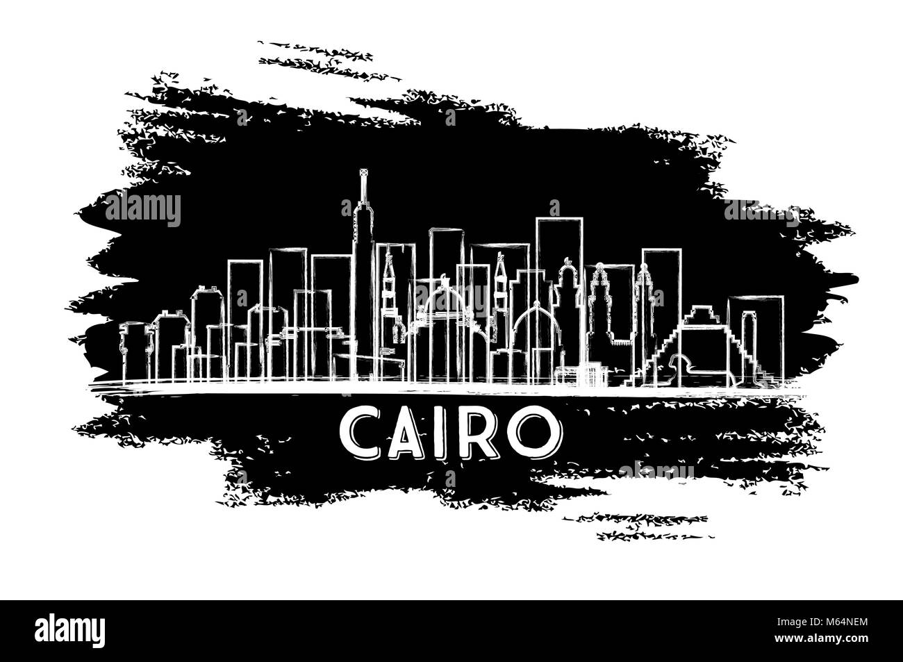 Cairo Egypt City Skyline Silhouette. Hand Drawn Sketch. Business Travel ...