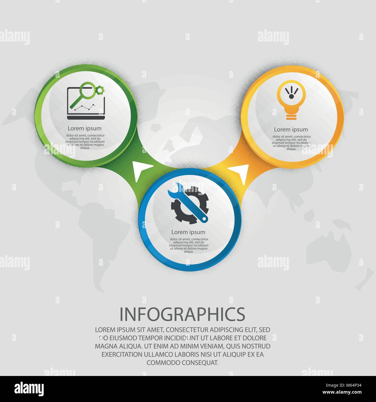 Modern vector illustration 3d. Template circle infographics with three ...