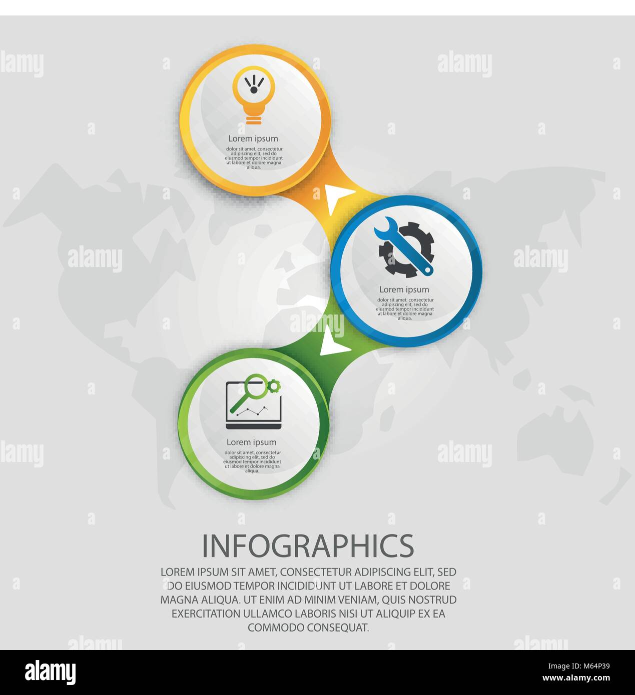 Modern vector illustration 3d. Template circle infographics with three ...