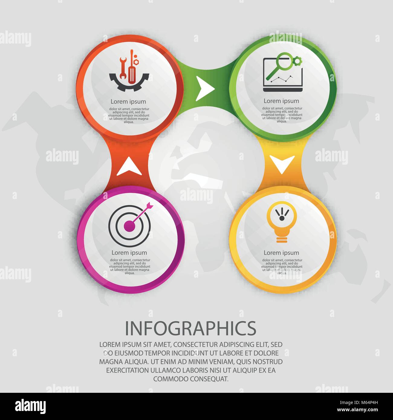 Modern vector illustration 3d. Template circle infographics with four ...
