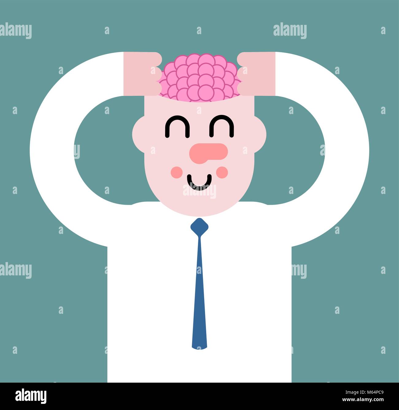 Massage of brain. Brains in head. Thinking process. Vector illustration ...