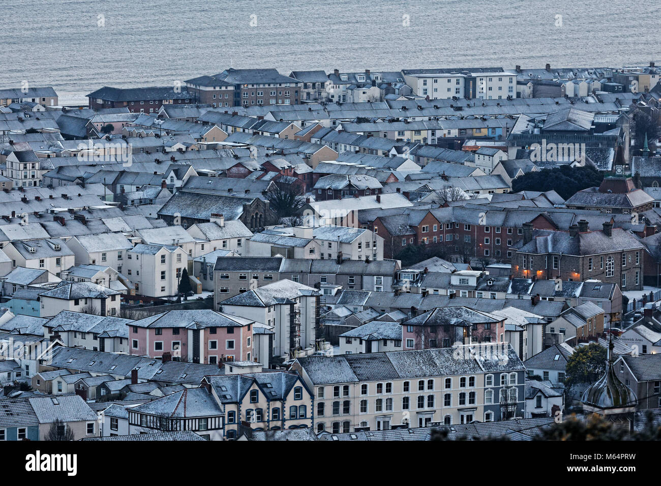 Pictured: Snow covered houses in the Brynmill and Sandfields areas ...