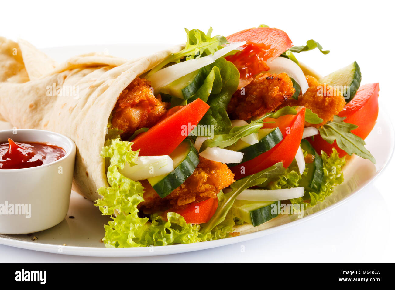 Kebab - grilled meat and vegetables on white background Stock Photo - Alamy