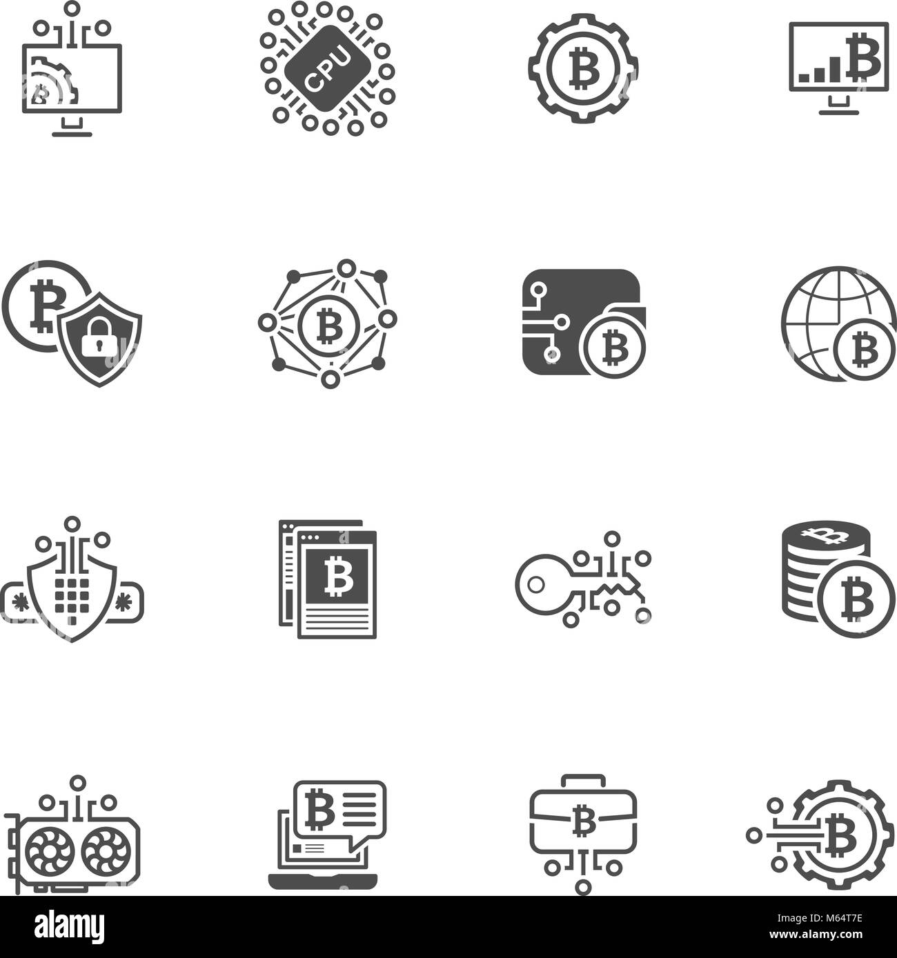 Bitcoin and Blockchain Cryptocurrency Icons Stock Vector Image & Art ...