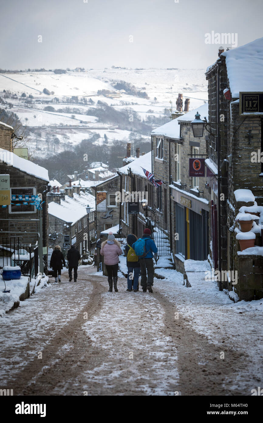 Main Street, Haworth, in winter Stock Photo - Alamy