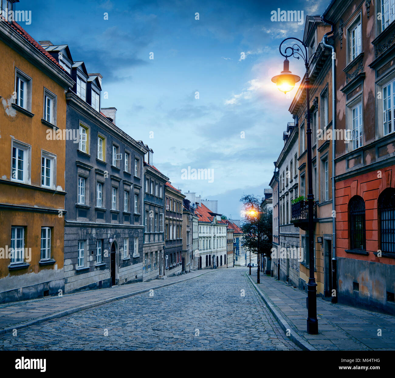Old town street in Warsaw, Poland Stock Photo - Alamy